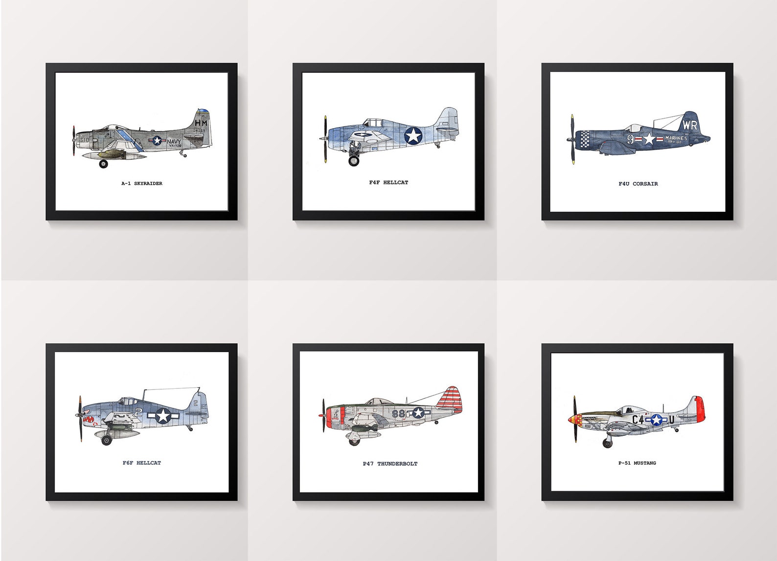 Airplane Print Airplane Prints Set of 6 Vintage Airplane - Etsy