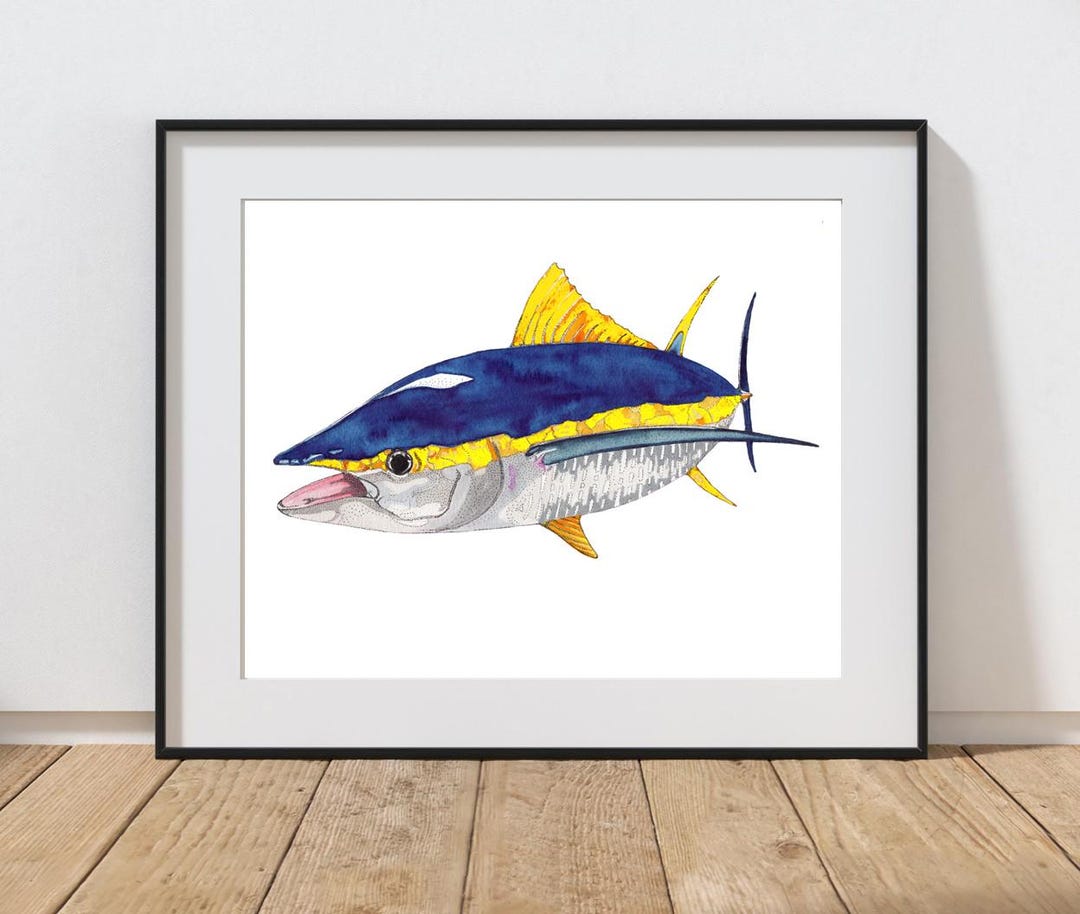 Yellowfin Tuna Print | Watercolor Print of a Yellowfin Tuna | Printable ...