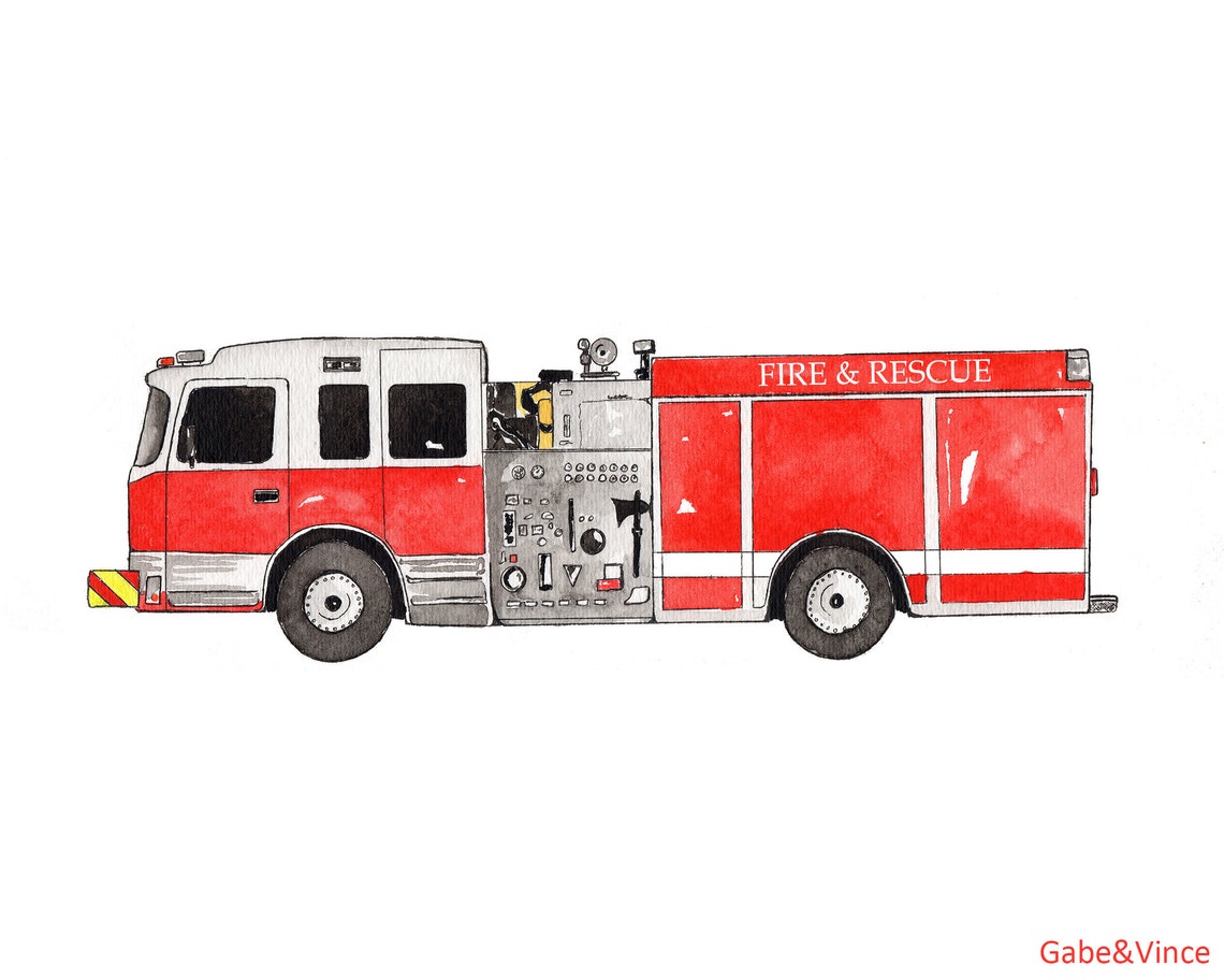 Fire Truck Print Fire Truck Printable Emergency Rescue Kids - Etsy
