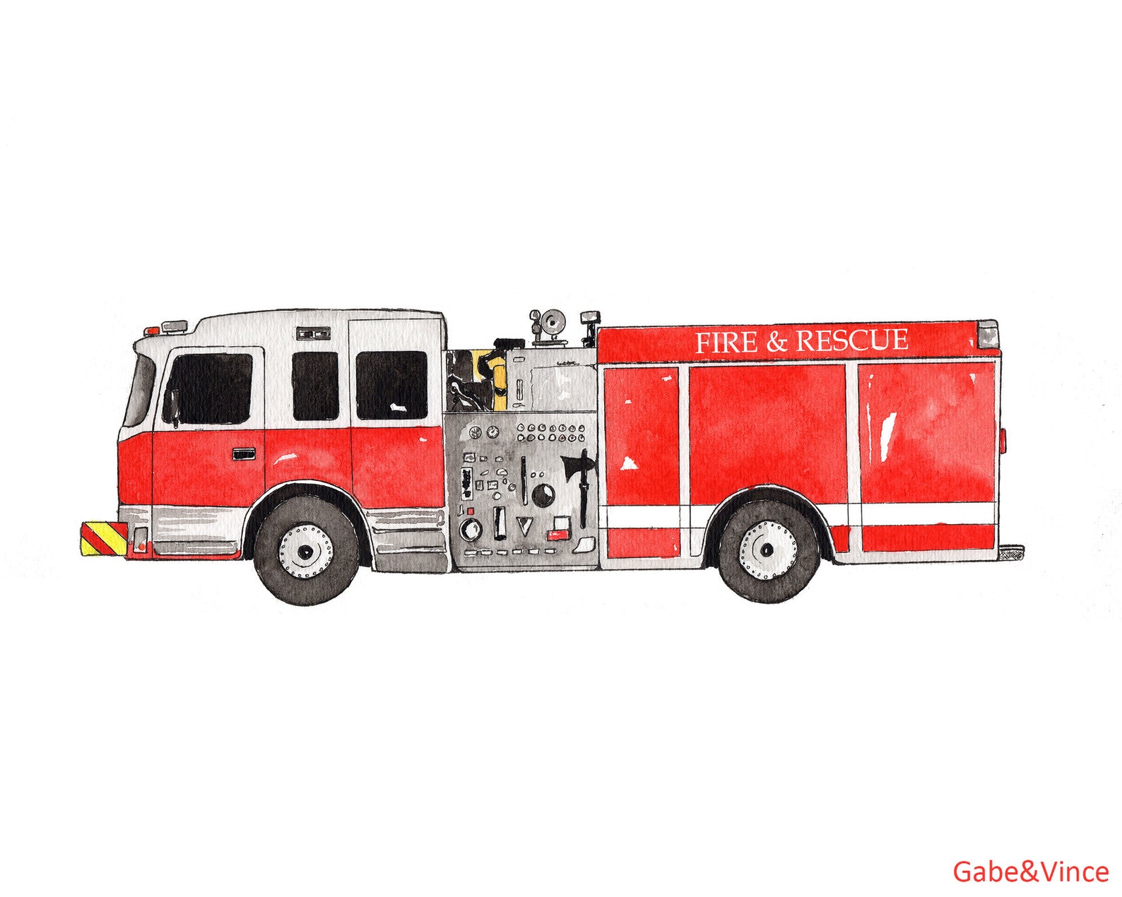 Fire Truck Print Fire Truck Printable Emergency Rescue Kids | Etsy