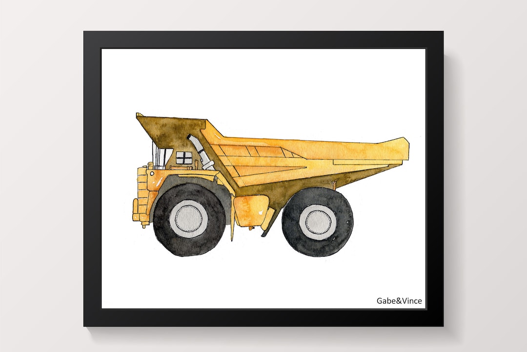 Dump Truck Print, Construction Wall Art, Boys Wall Art, Kids Room Wall ...