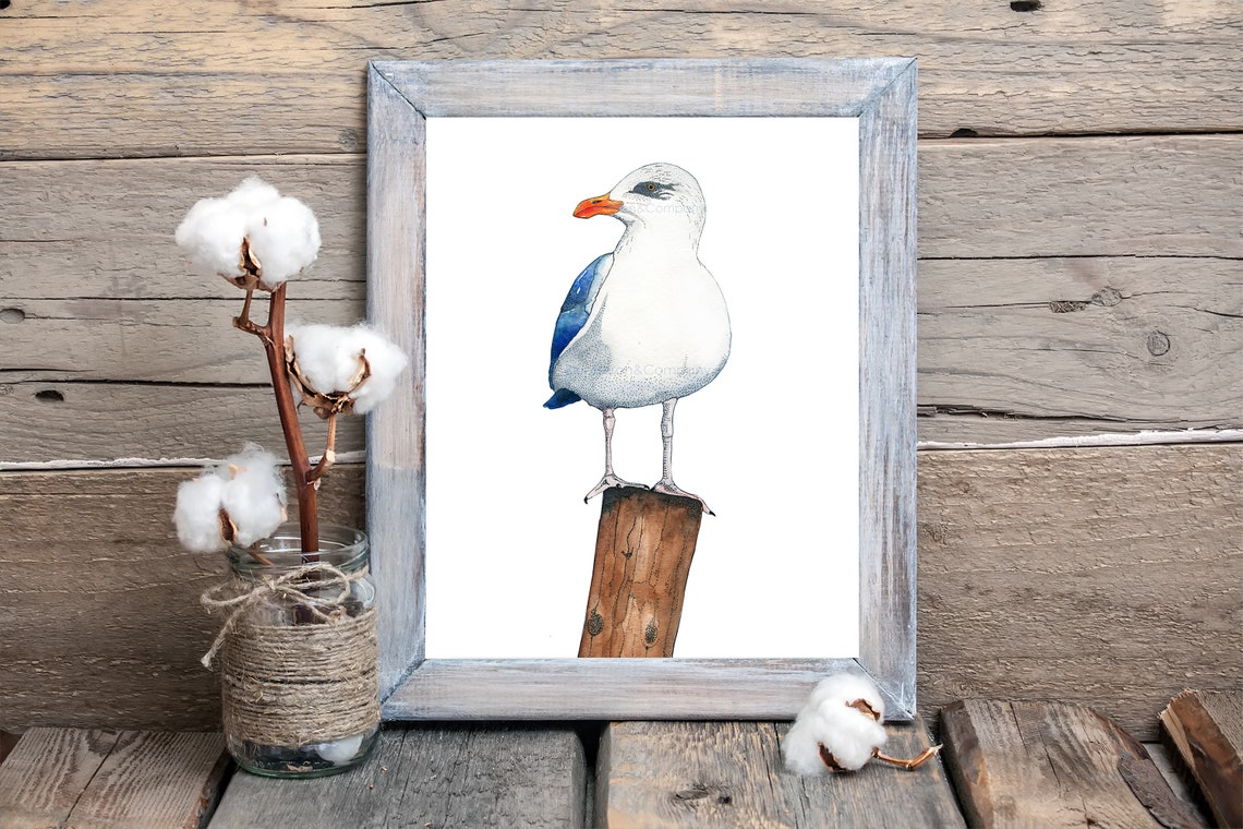 Seagull Printable Seagull Coastal Wall Art Beach House Wall - Etsy