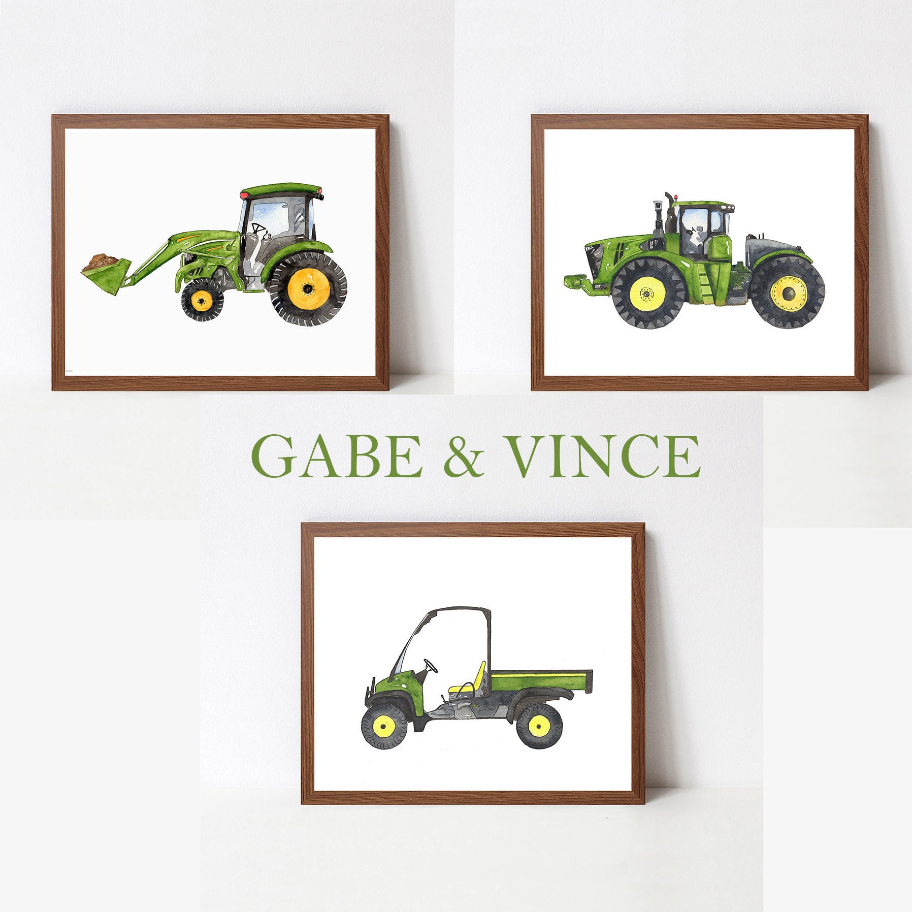 Green Tractor Prints John Deere Printable Tractor Prints Set - Etsy