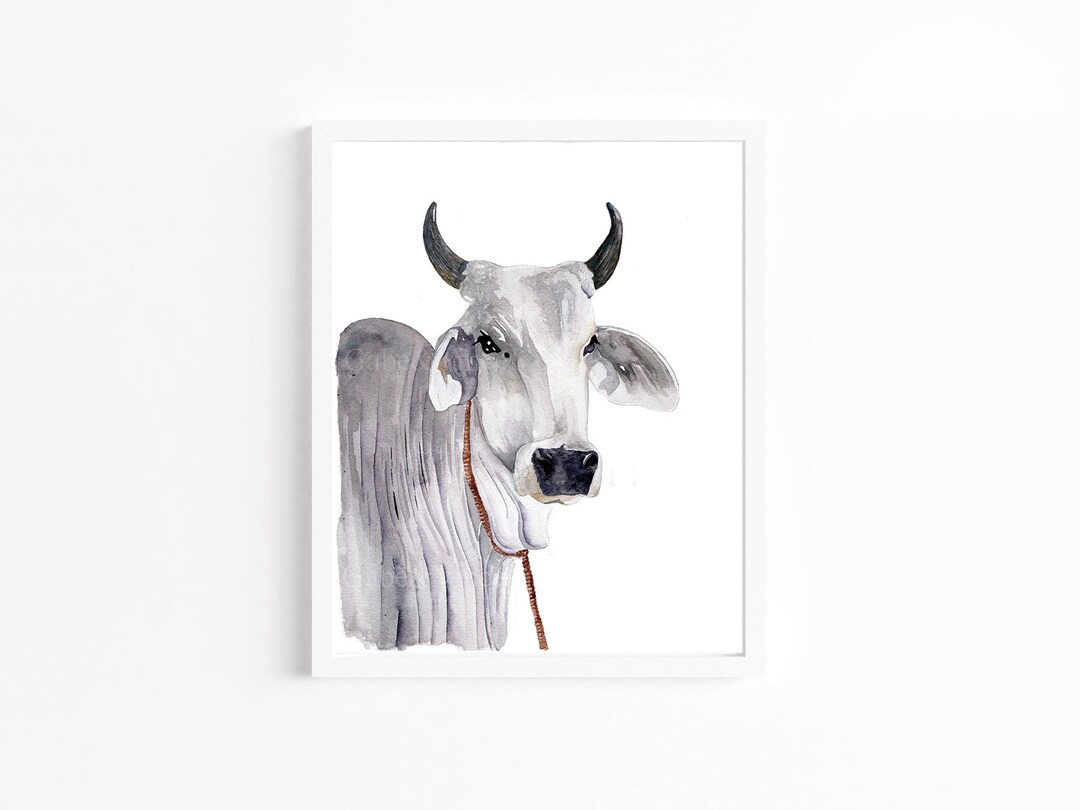 Watercolor Philippine Cow Painting, Carabao, Philippine Cattle, Cow ...