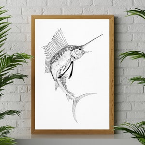 Sailfish Print, Printable, Printable Coastal Wall Art, Saltwater Fish ...