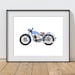 Printable Blue Vintage Motorcycle, Blue Motorcycle, Travel Nursery Wall ...
