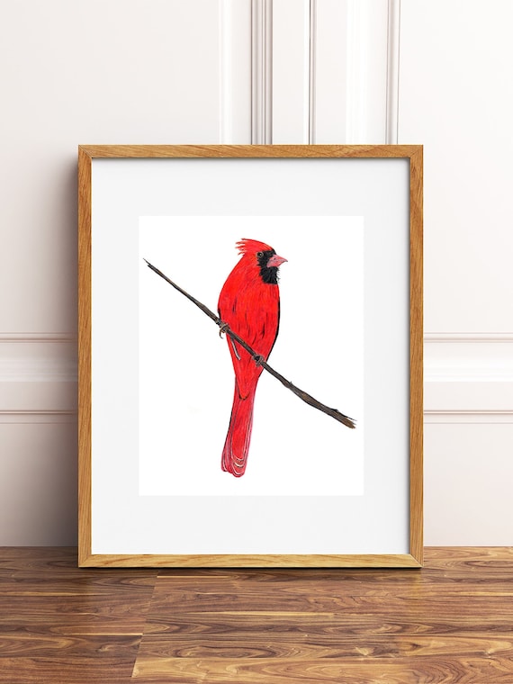 Red Cardinal Print Red Cardinal Printable Bird Print | Etsy