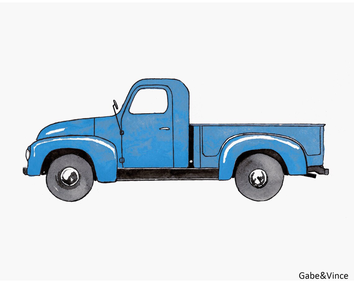 Blue Truck Print Printable Watercolor Boys Wall Art Kids | Etsy