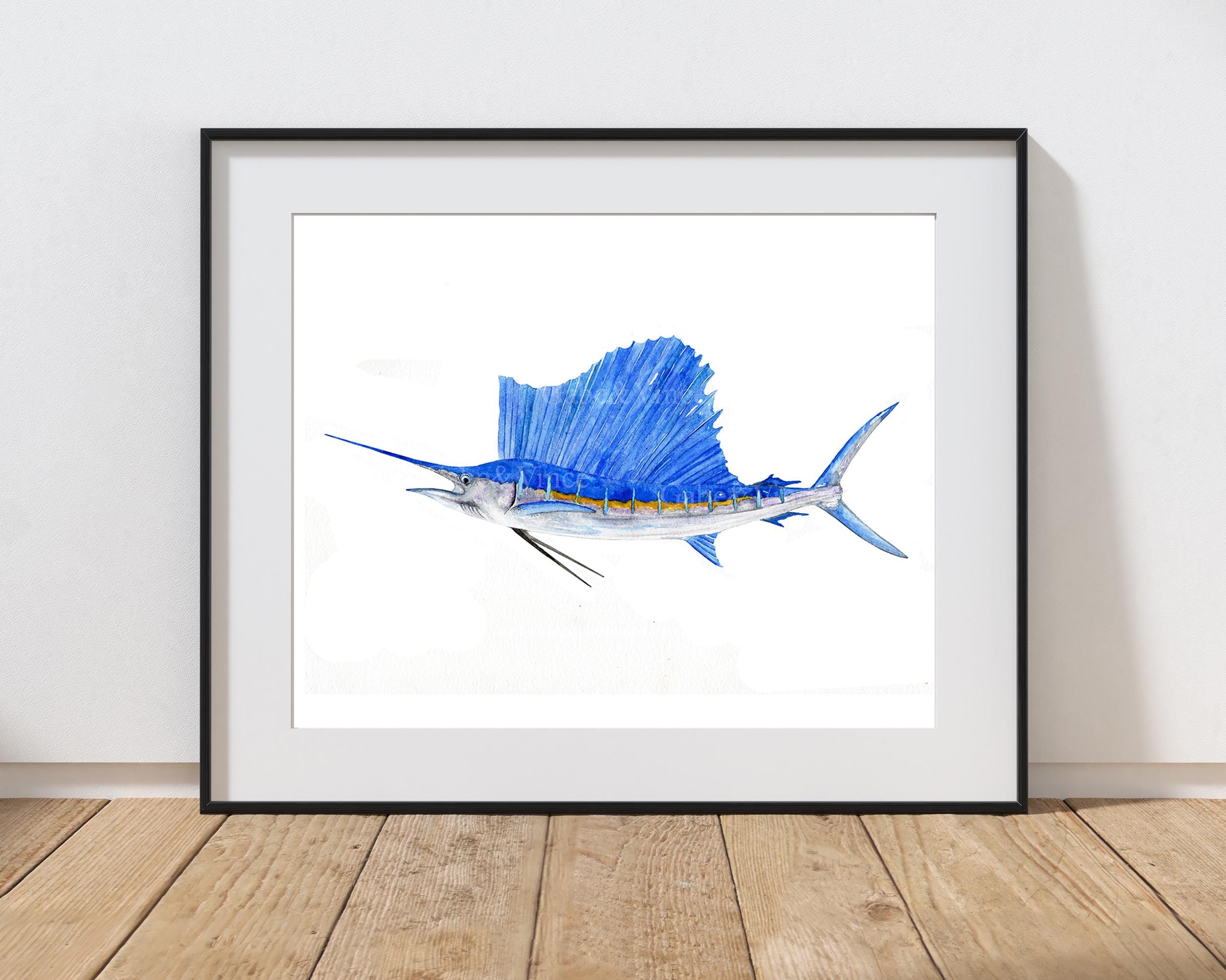 Saltwater Fish Wall Art Set of 6 | Mahi Mahi, Tuna, Marlin, Sailfish ...