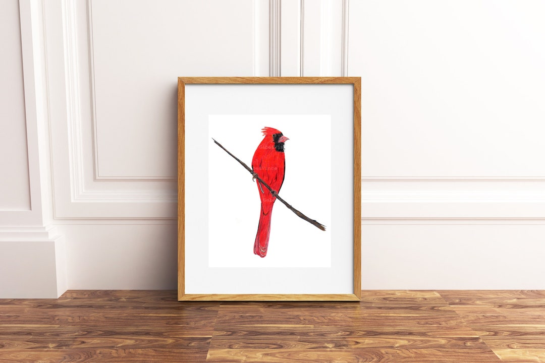 Red Cardinal Watercolor Print, Red Cardinal Print, Bird Wall Art, Home ...