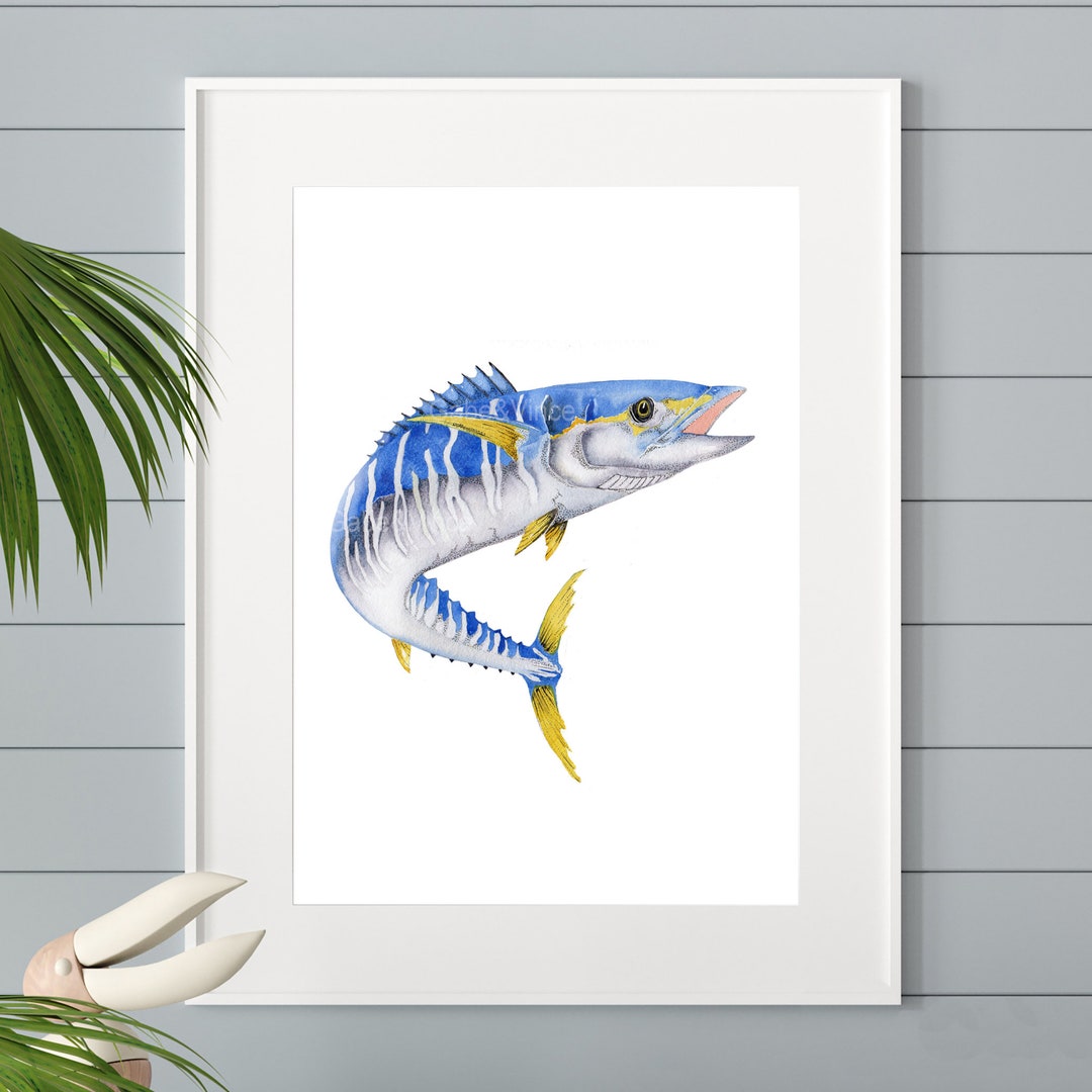 Wahoo Watercolor Print, Coastal Wall Art, Beach House Art, Home Decor ...