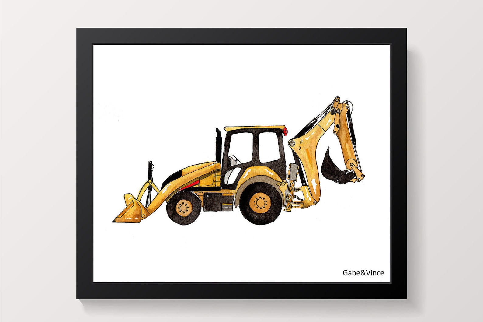 Backhoe Loader Print, Printable Watercolor, Boys Wall Art, Kids Room ...