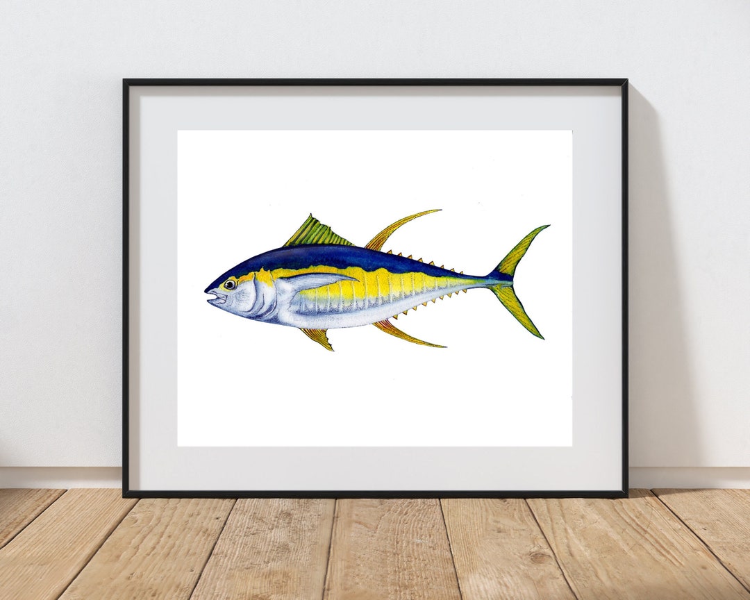 Yellowfin Tuna Watercolor Print, Fish Painting, Coastal Wall Art - Etsy
