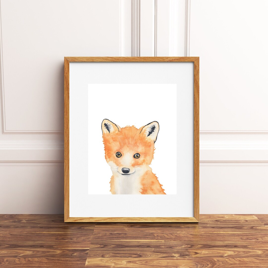Baby Fox Printable, Fox Print, Woodland Animal Print, Nursery Decor ...