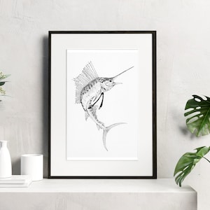 Sailfish Print, Printable, Printable Coastal Wall Art, Saltwater Fish ...