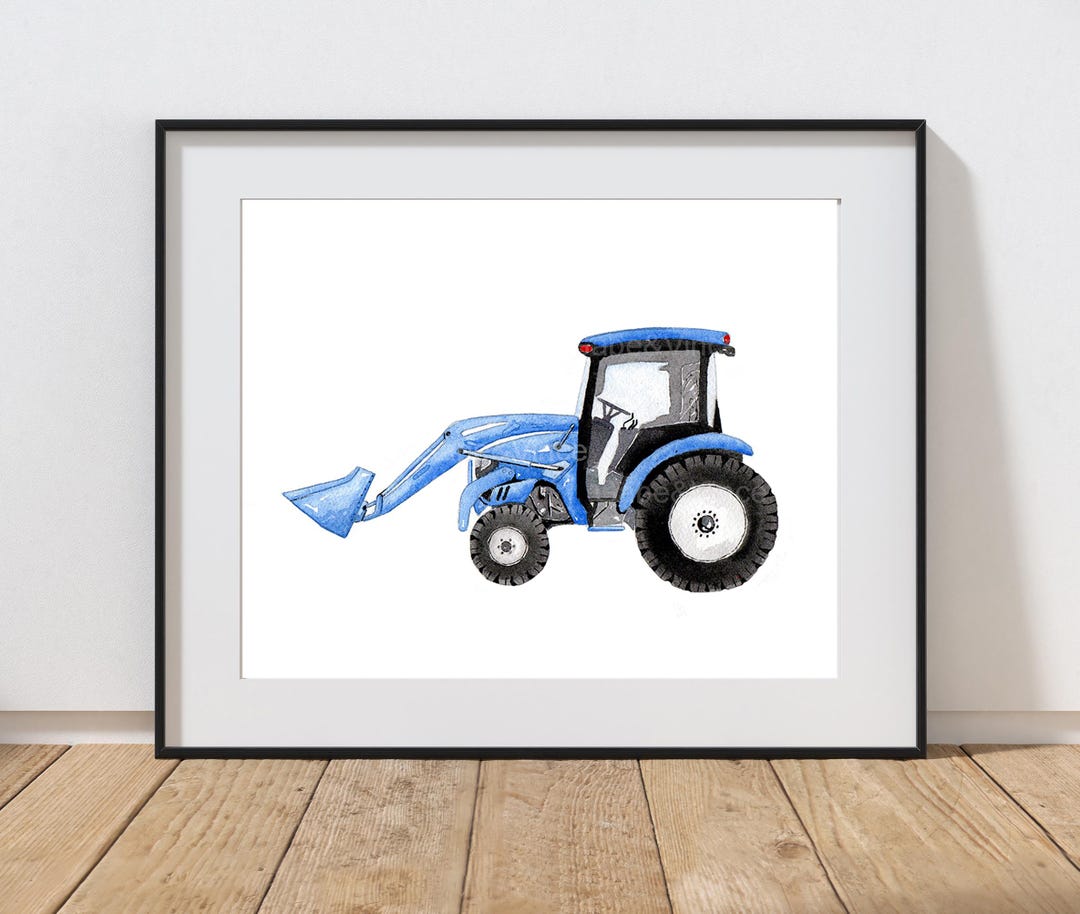 Blue Tractor Watercolor Print: Farm Vehicle Wall Art (digital Download ...