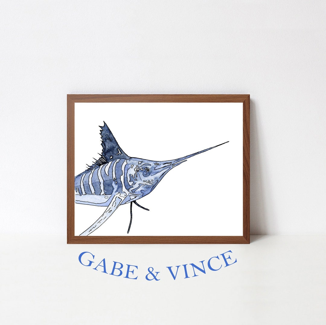 Striped Marlin Print, Printable, Printable Coastal Wall Art, Saltwater ...
