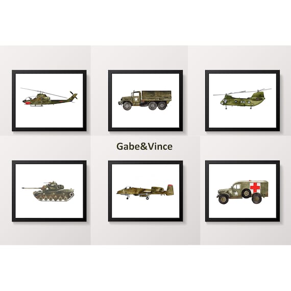 Army Vehicle Print Watercolor Set of 6 Army Prints Army | Etsy