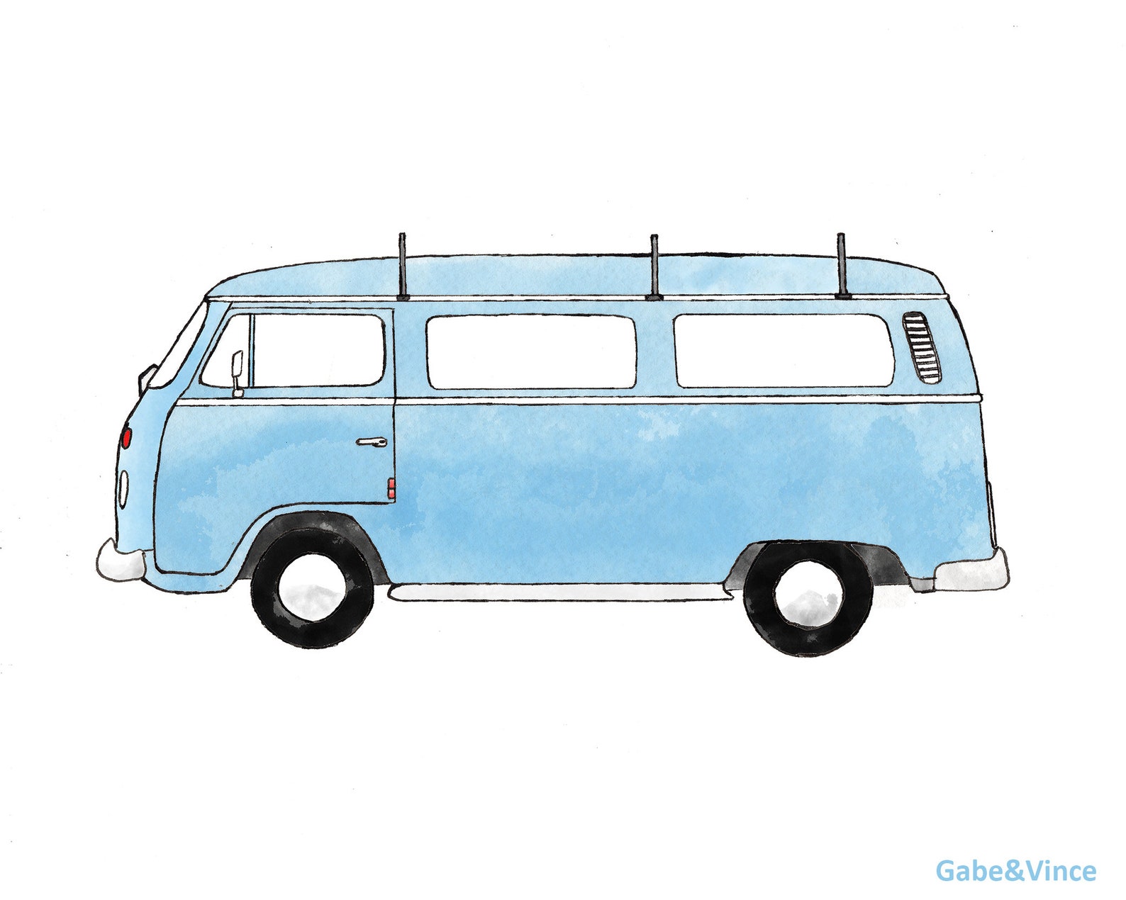 Blue VW Van Print Printable Watercolor Boys Wall Art Kids - Etsy