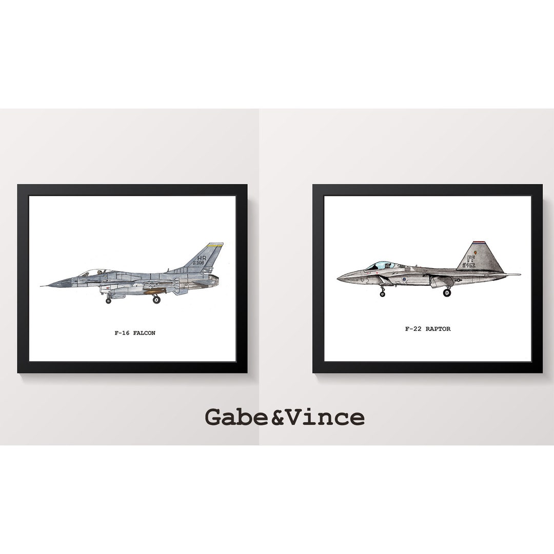 Printable Airplane, Set of 2, F-16 Falcon, F-22 Raptor, USAF, Fighter ...