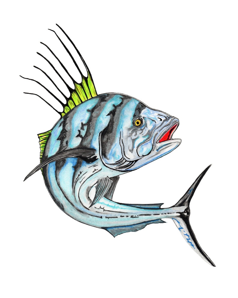 Rooster Fish Print Printable Printable Coastal Wall Art | Etsy