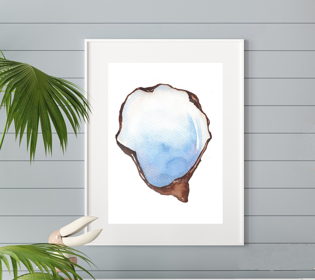 Auster Malerei, Oyster Print, Auster Aquarell Kunstdruck, Muschel Kunst ...