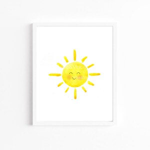 Printable Smiling Sun Nursery Decor, Colorful Sun Print, Colorful Kids ...