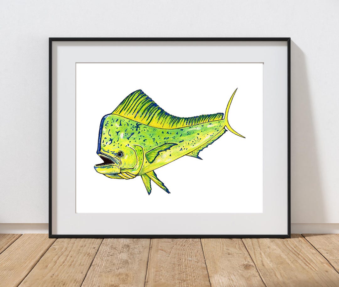 Mahi Mahi Fish Watercolor Print, Printable Coastal Wall Art, Beach ...