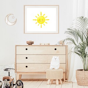 Printable Smiling Sun Nursery Decor, Colorful Sun Print, Colorful Kids ...