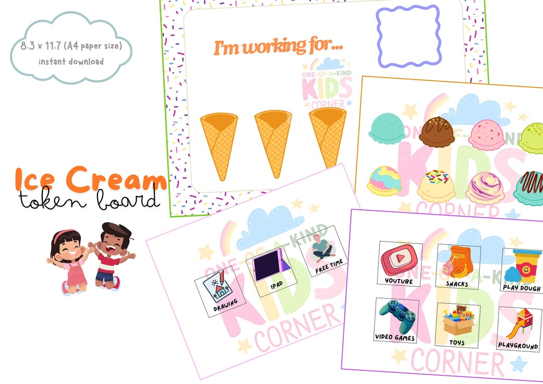 Ice Cream Reward Chart Behavior Chart Token Board Visual Aid Incentive ...