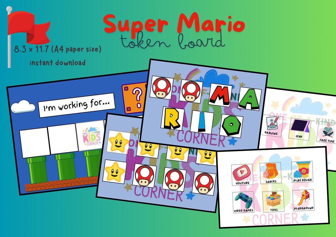 Super Mario Reward Chart Behavior Chart Token Board Visual Aid ...