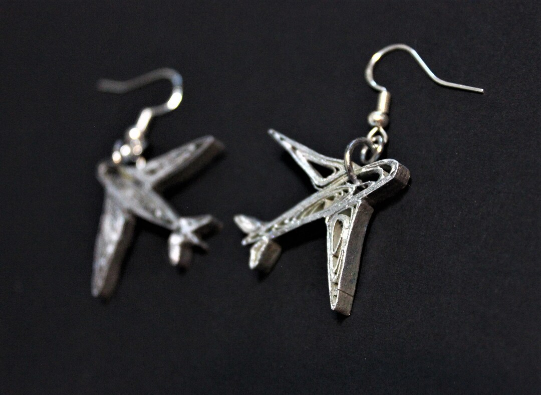 Handmade and Fancy Earrings in the Shape of a Quilling Paper Airplane ...