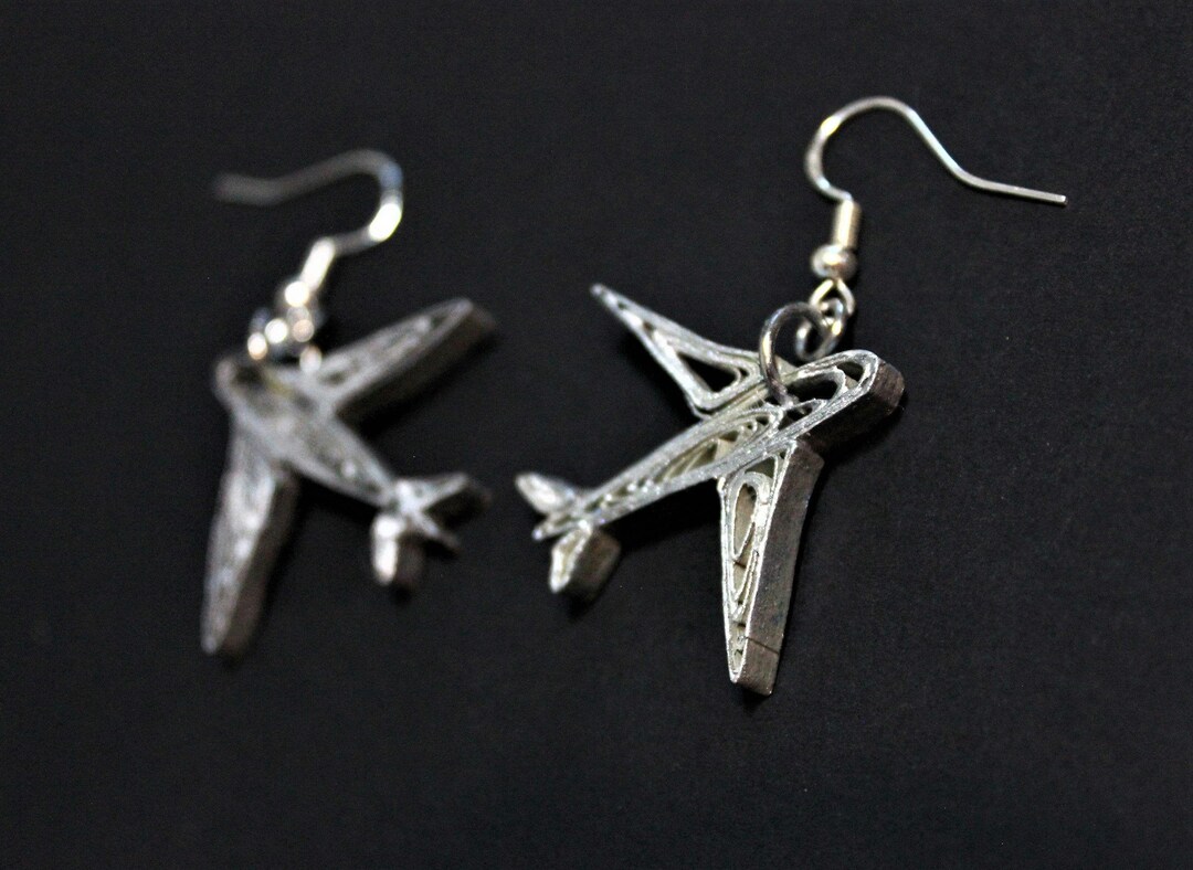 Quilling Paper Airplane Earrings, Travel Jewelry, 925 Sterling Silver ...