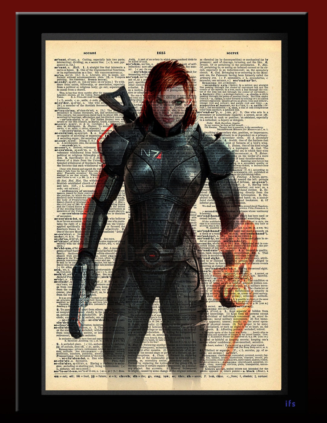 Mass Effect Inspired Fem Shep Female Shepard Dictionary Print 8x11 - Etsy