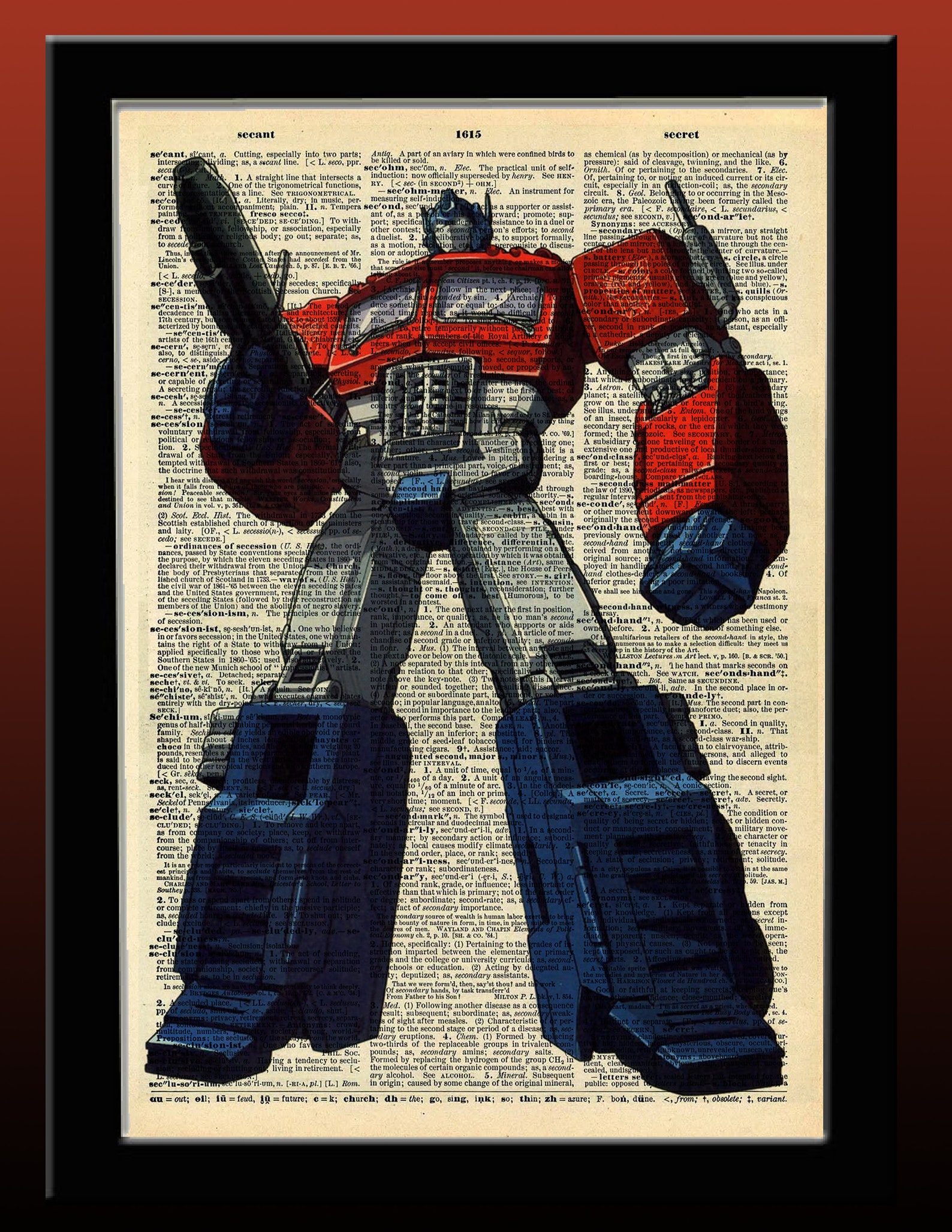 Transformers Inspired G1 Optimus Prime Dictionary Print 8x11 | Etsy