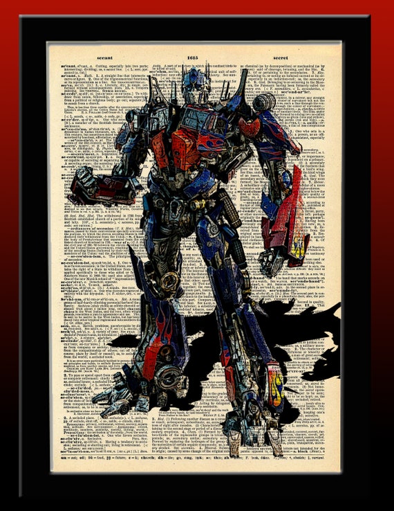 Transformers Inspired Modern Optimus Prime Dictionary Print | Etsy