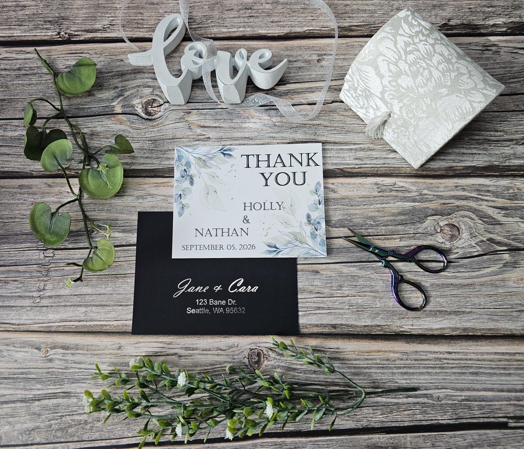 Greenery Thank You Cards, Wedding, Bridal Shower, Sparkle, Glitter - Etsy