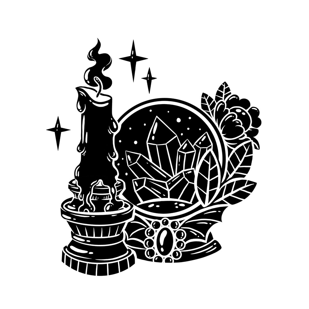 Crystal Ball and Candlestick Spooky Digital Art Print Halloween PNG - Etsy