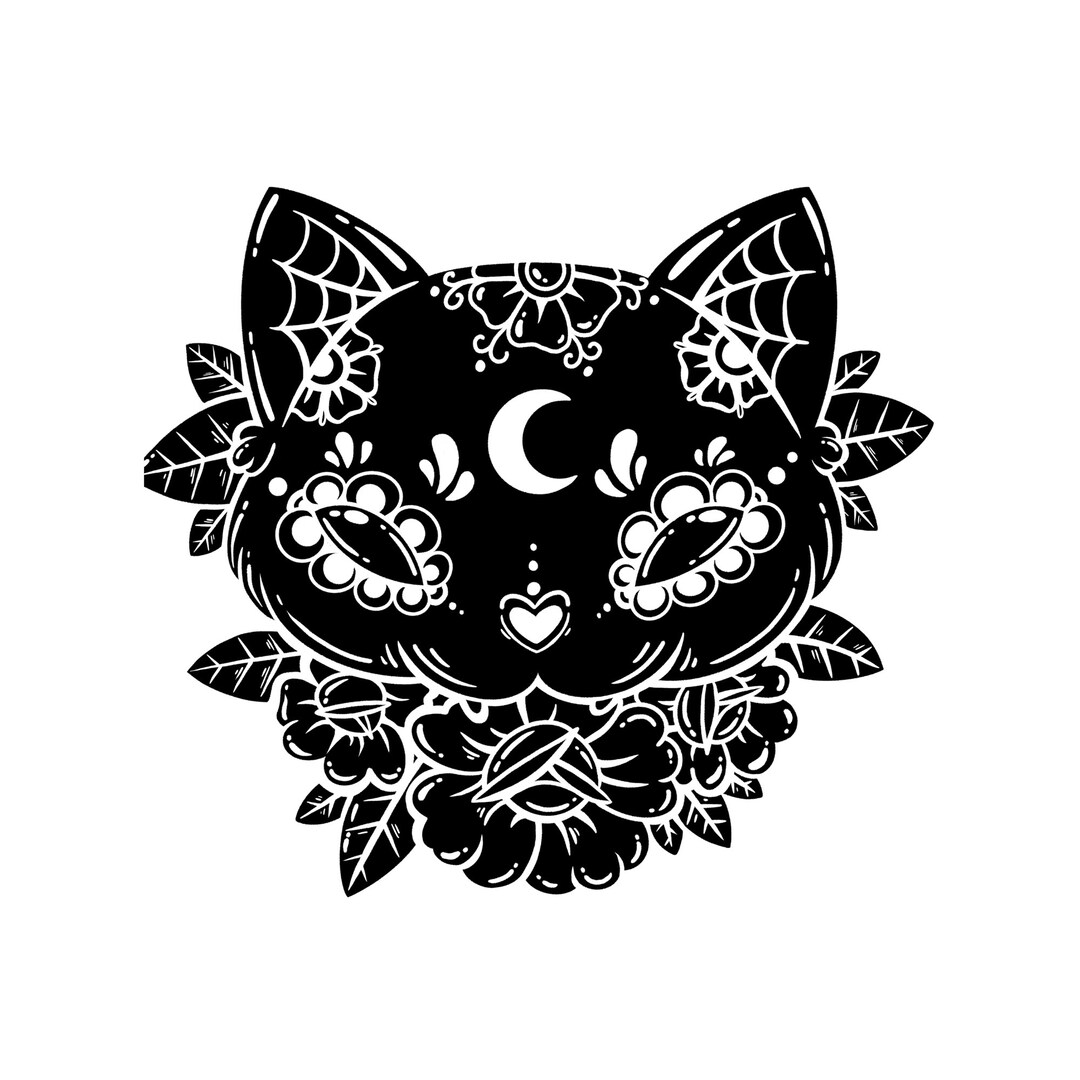 Cat Spider Web Flower Digital Art Print Halloween PNG - Etsy