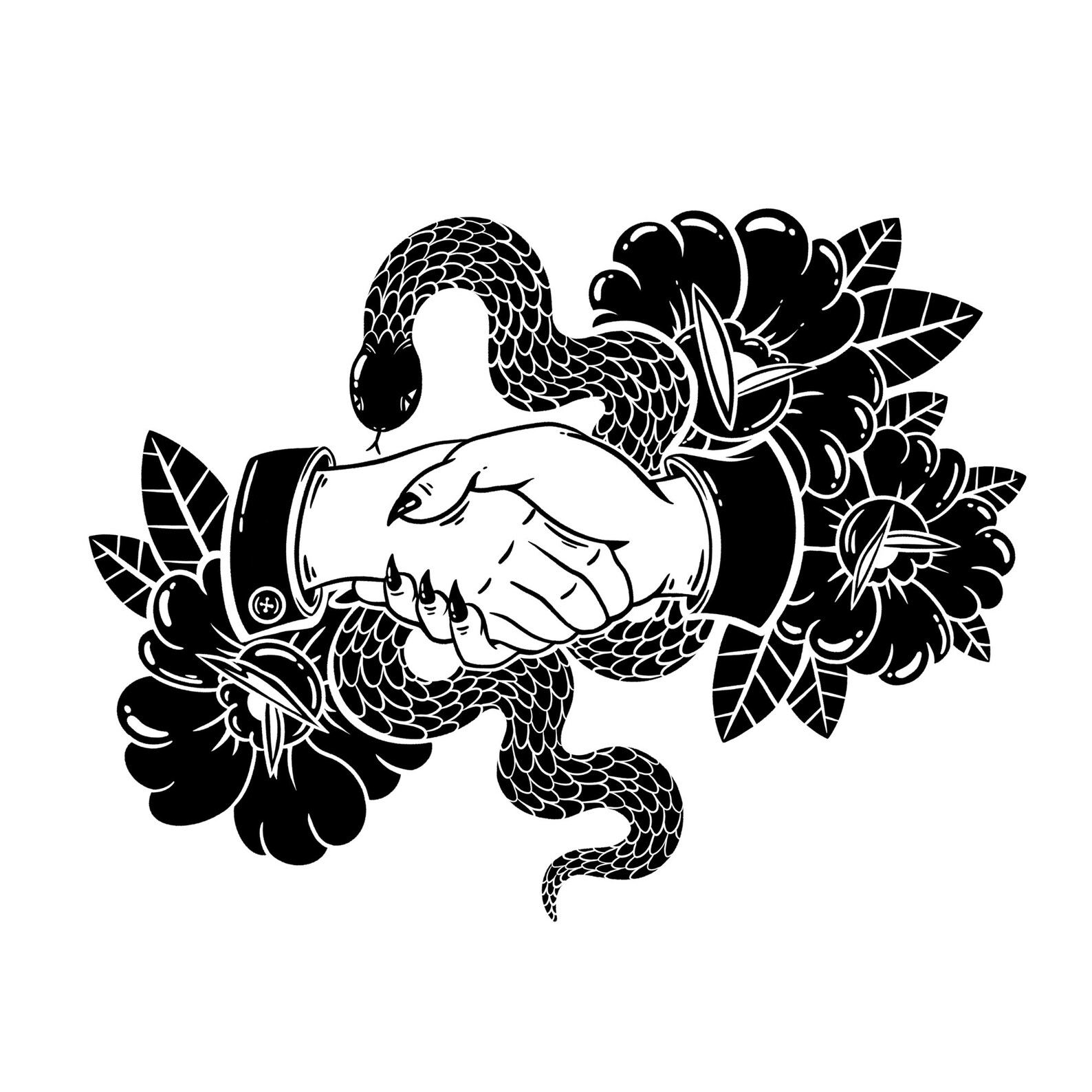 Snake Hand Shake Flower Digital Art Print Halloween PNG - Etsy