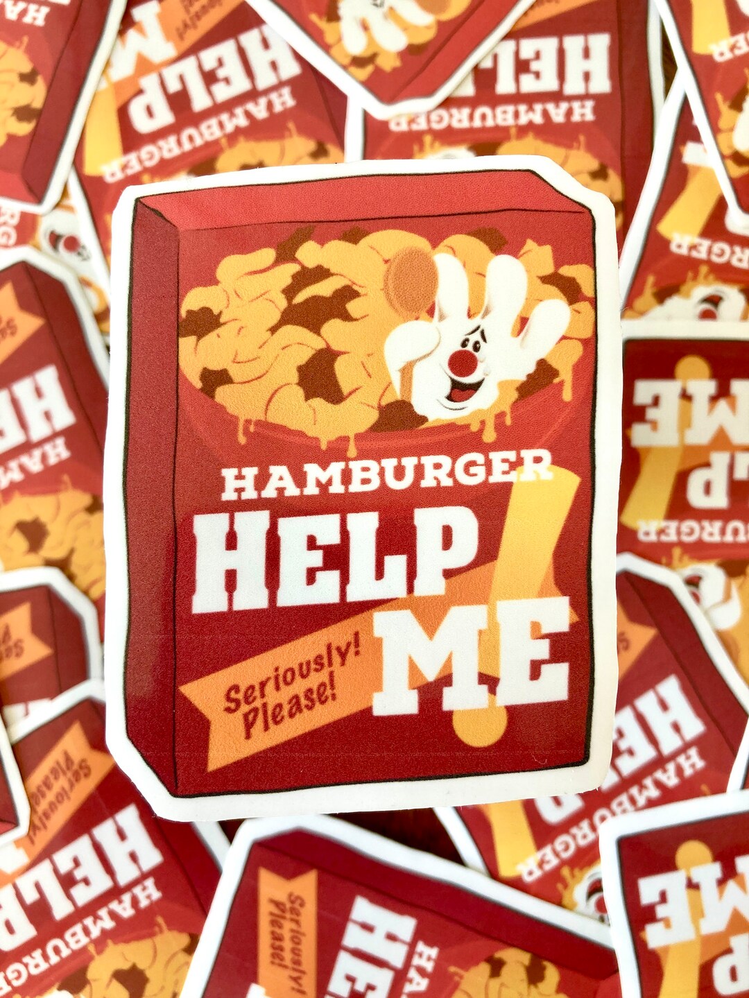 Hamburger Help Me Sticker | Stickers | Funny | Meme | Gen Z | Parody - Etsy