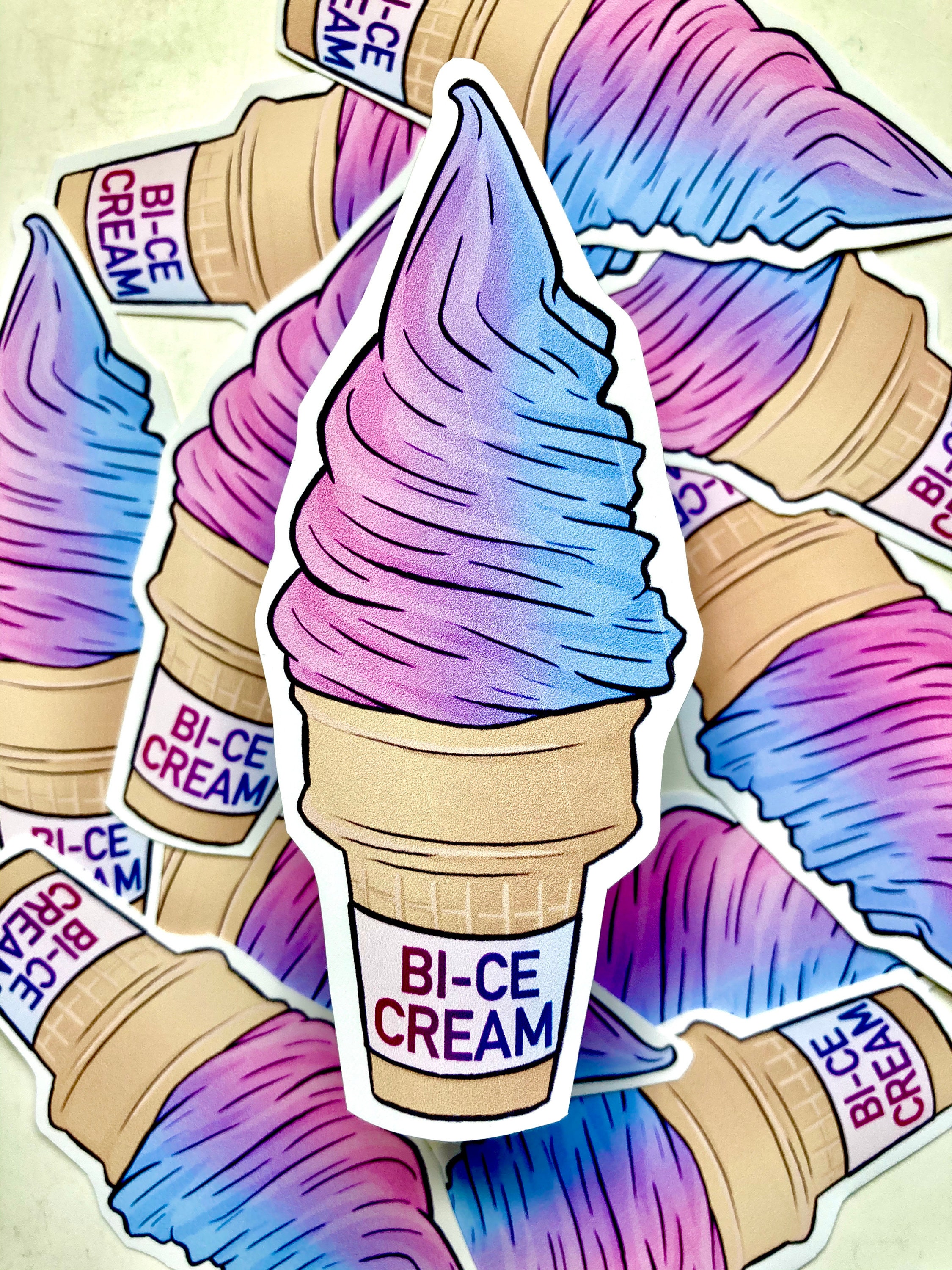 Bi-Ce Cream Sticker | LGBT Pride | LGBTQ Pride Stickers | Gay Pride ...