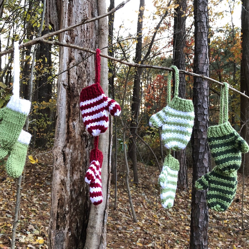 Knitted Xmas Tree Mittens - Etsy