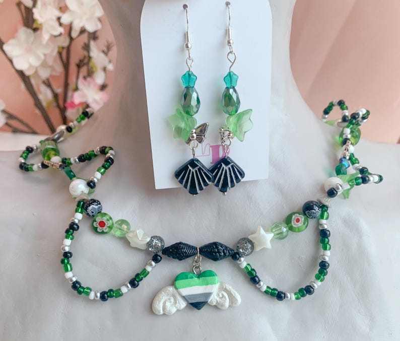 Aromantic Pride Flag Jewelry Set - Etsy