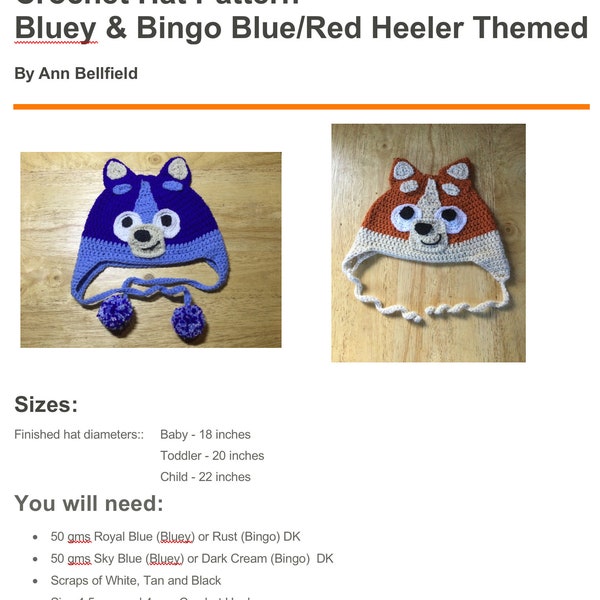 Crochet Bluey Hat Pattern - Etsy