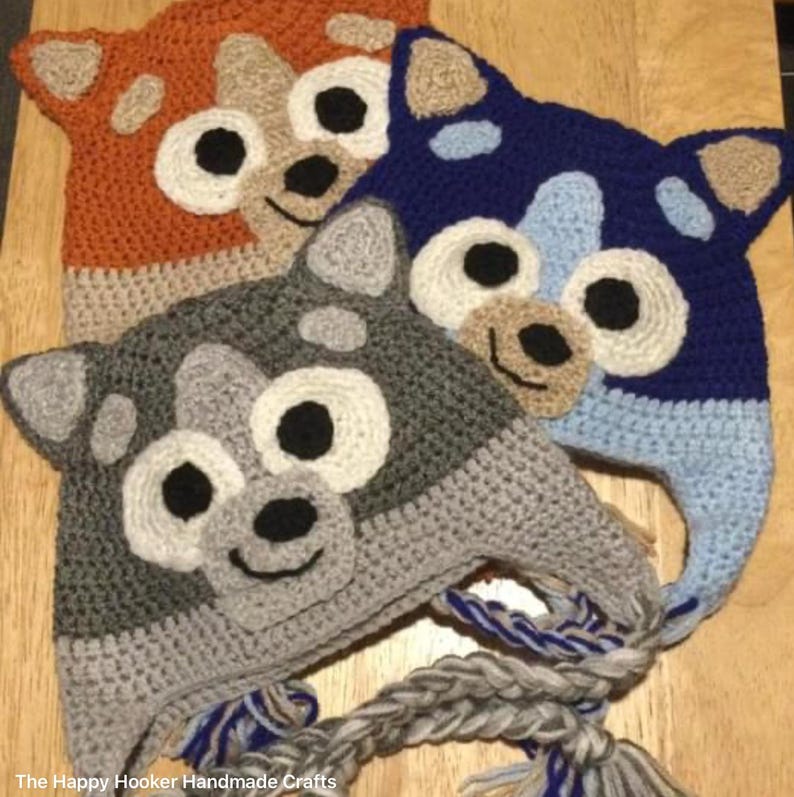 Bluey Inspired Character Hat Illustrated Crochet Pattern Size Baby to 8 ...