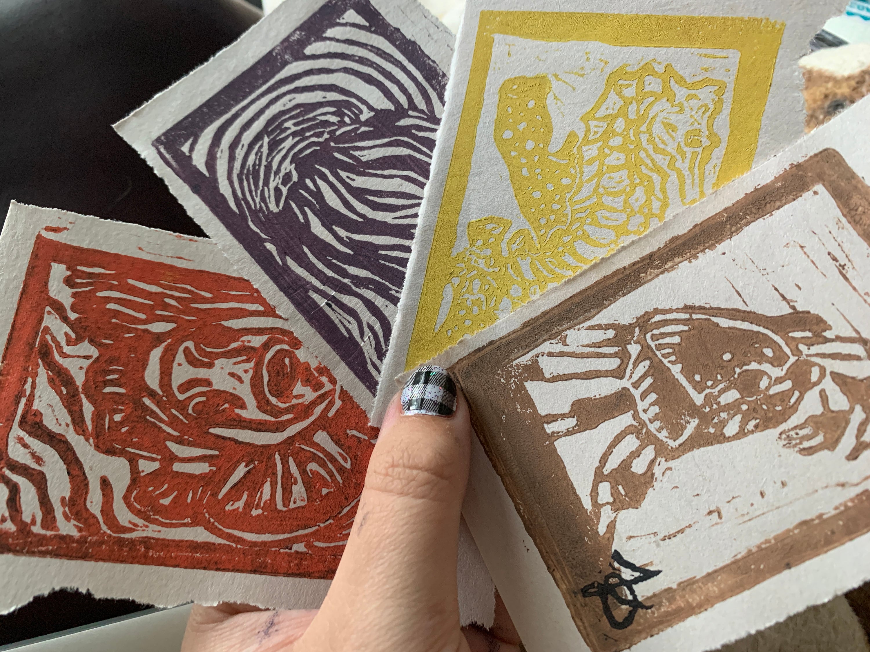 Mini Printmaking Art Prints Ocean Themed trading Cards - Etsy
