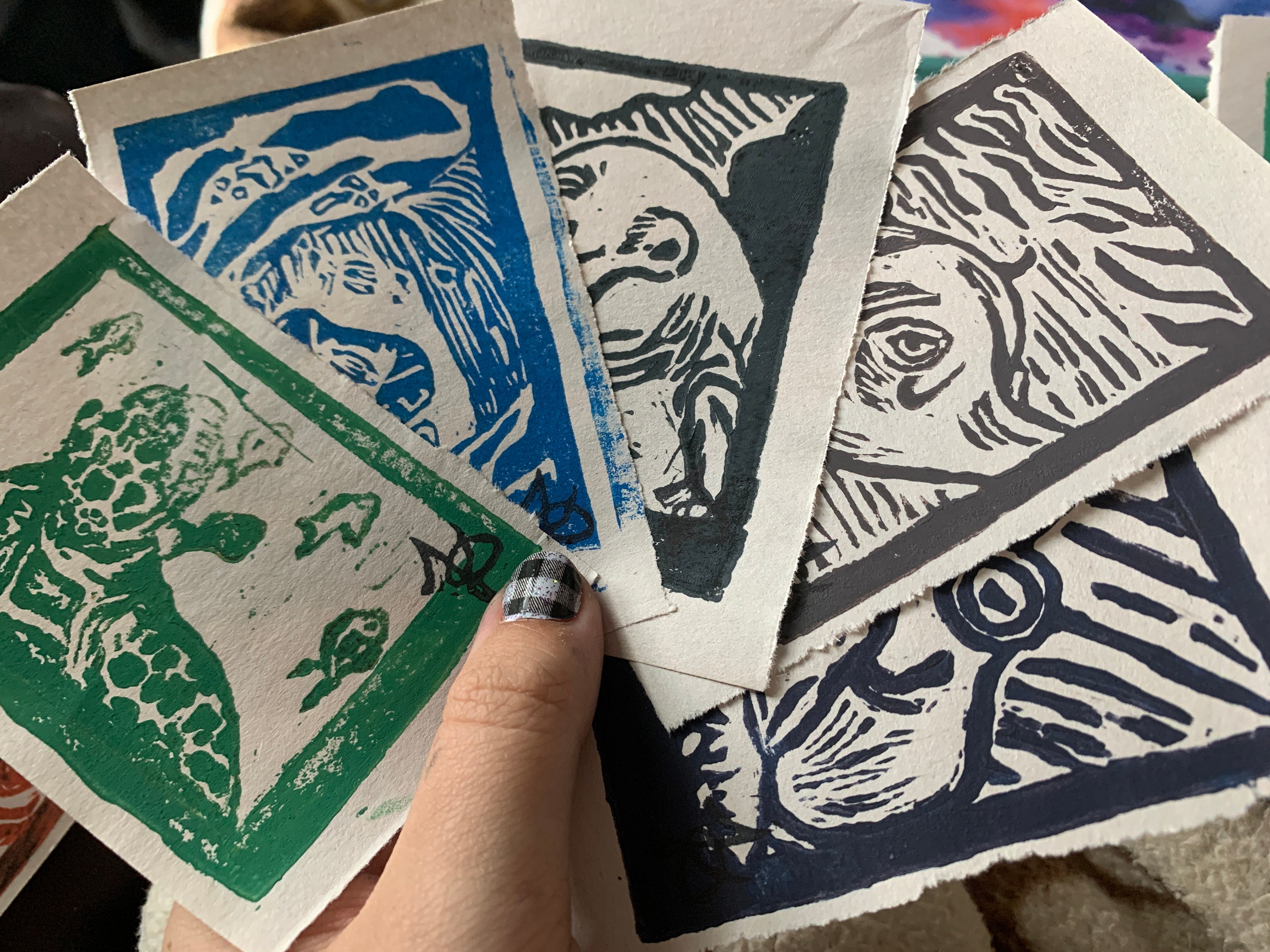 Mini Printmaking Art Prints Ocean Themed trading Cards - Etsy