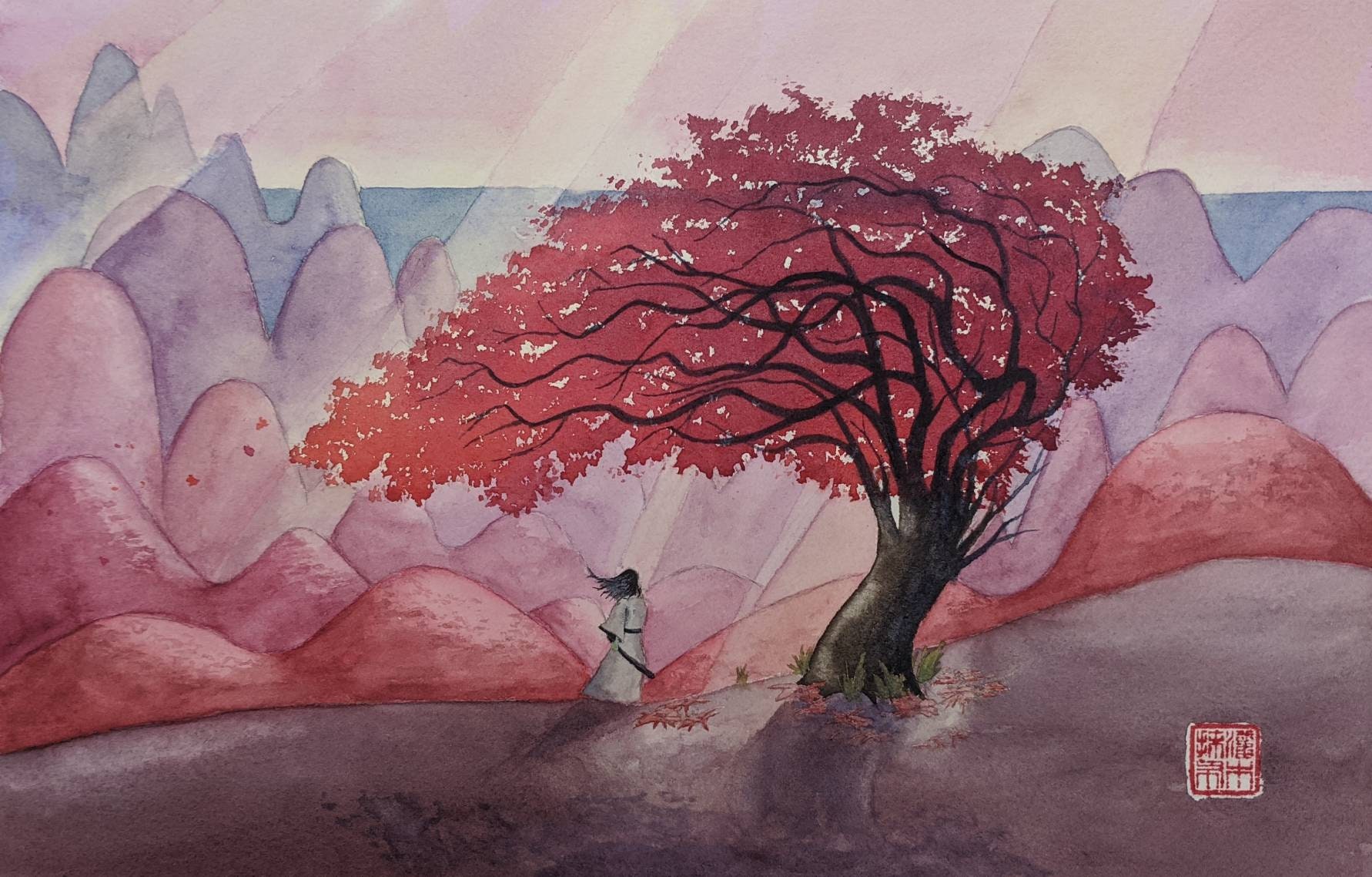 Samurai Jack in the Mountains - Original Watercolor Painting ...