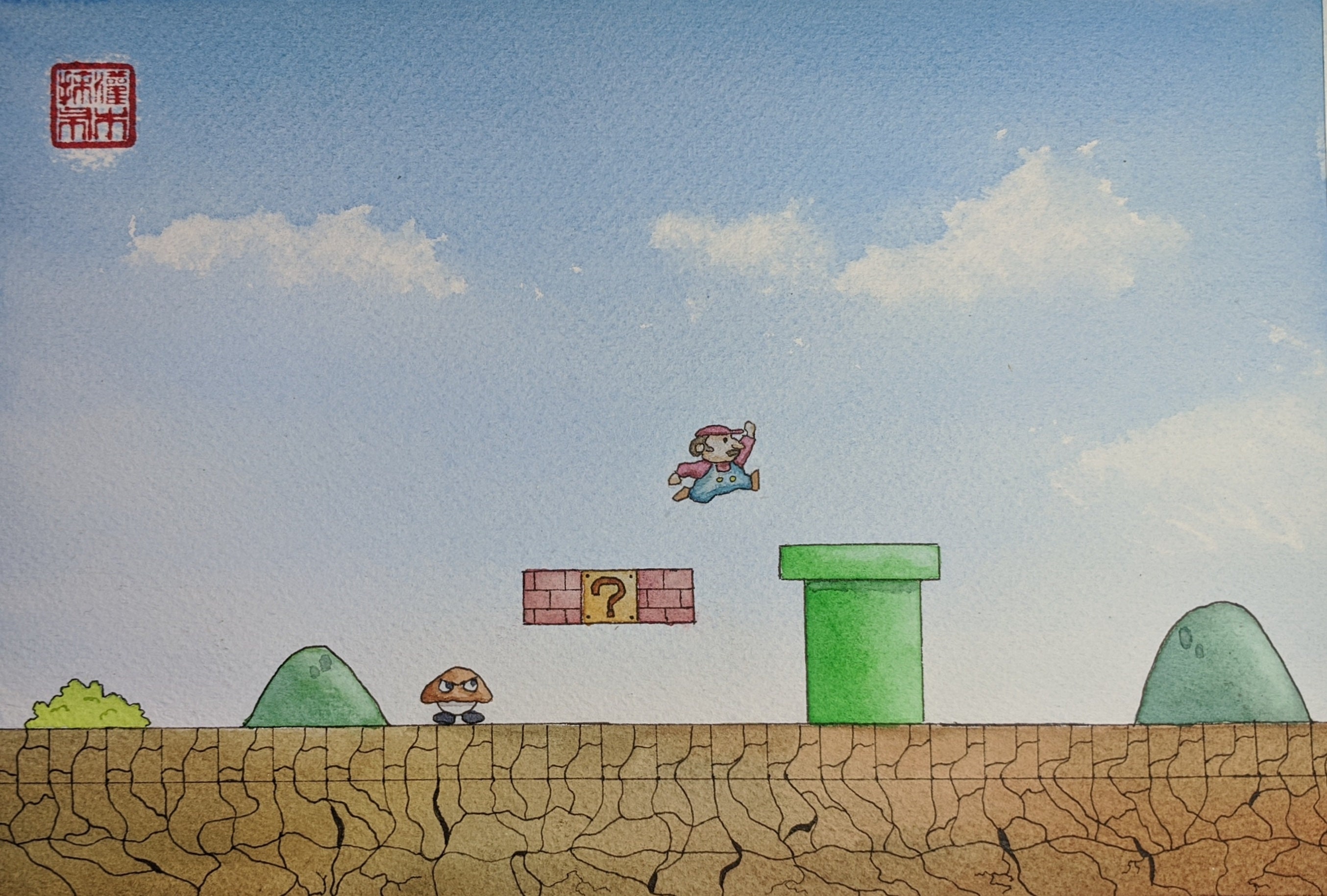 Super Mario - Original Watercolor Painting - Etsy